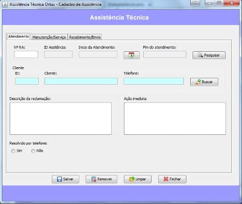 Codigo-Fonte Java do Sistema de Controle de O.S de Assistência Técnica