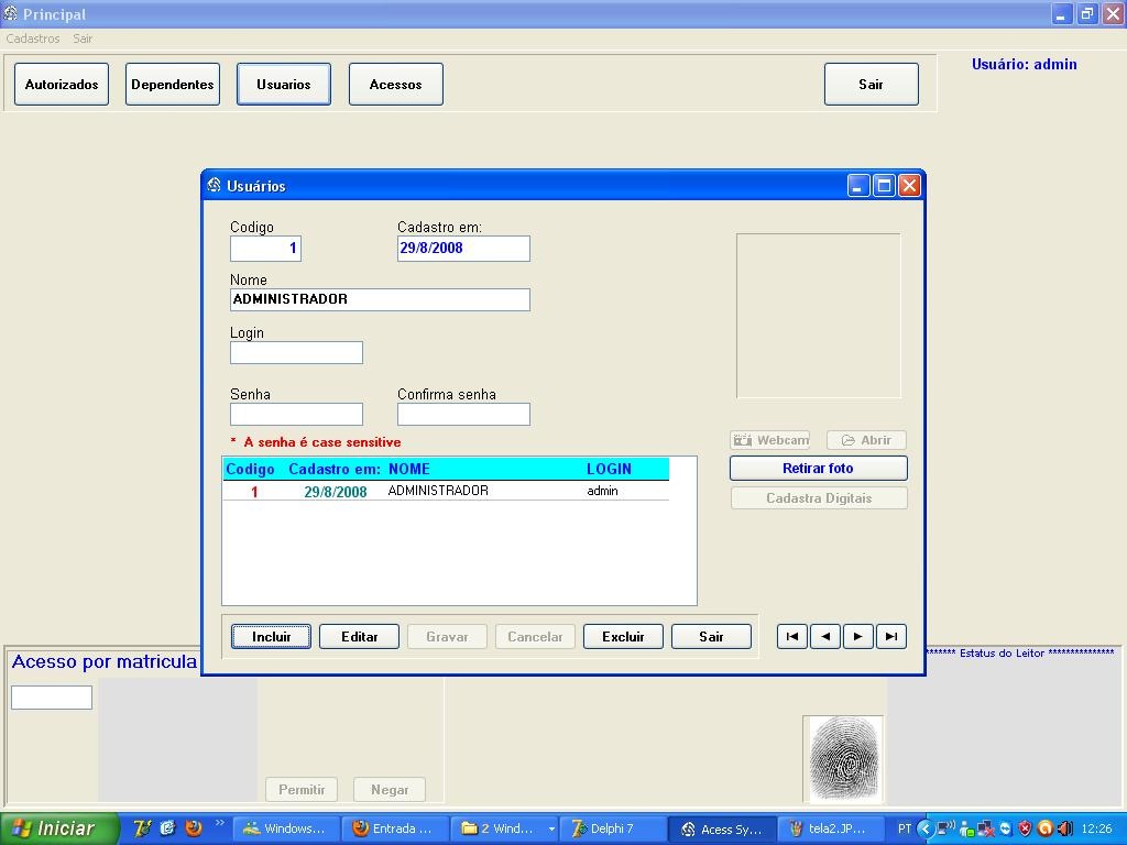Controle De Acesso Biometrico Com Fontes Em Delphi - Tem de Tudo Fontes
