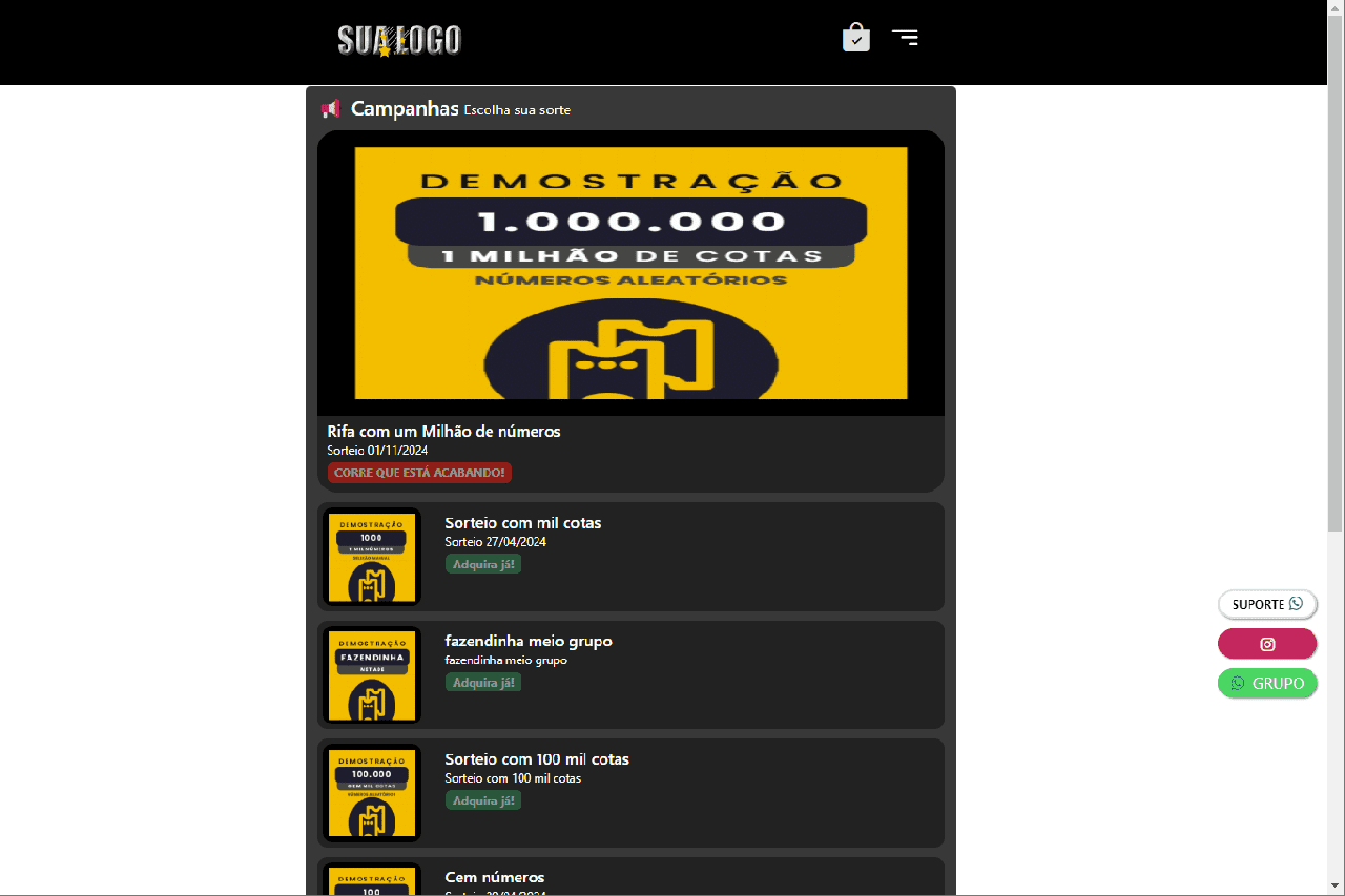 Script Rifa Premium em Php Laravel - 1 Milhão de Números e Afiliados